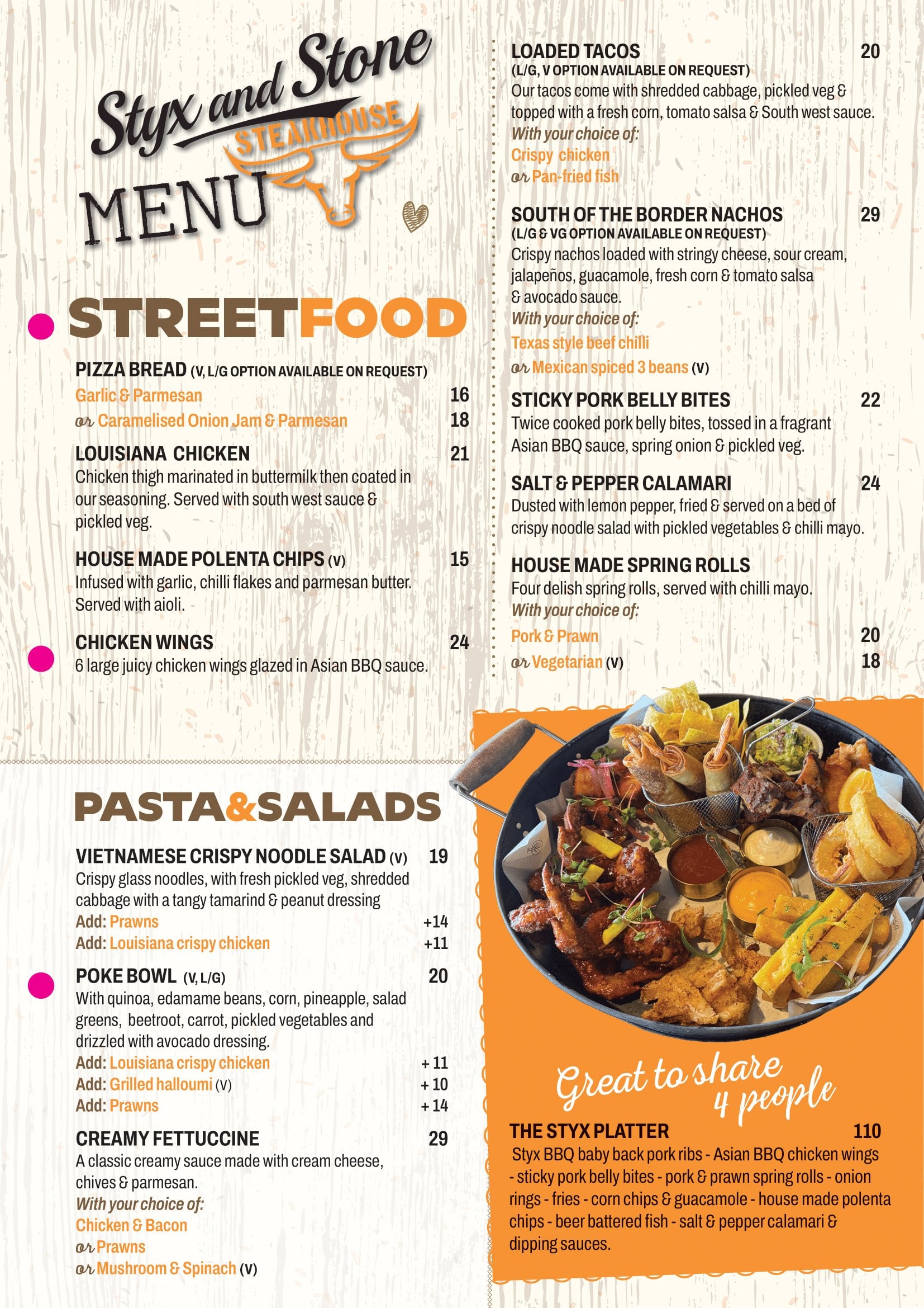 Menu | Styx and Stone